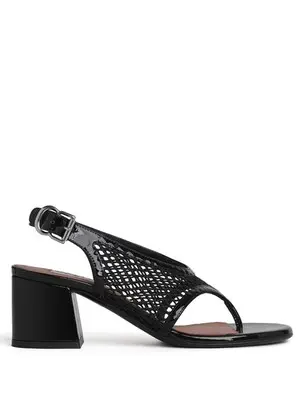 Alaïa Net And Patent Leather Heel Sandals