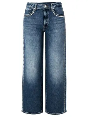 7 For All Mankind Avenue Stovepipe Straight Jeans With Side Studs - Blue