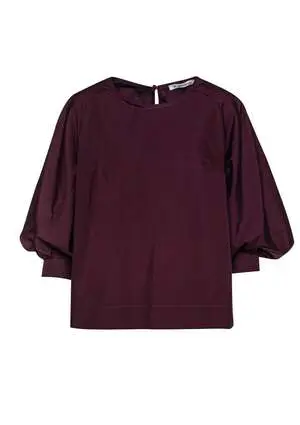 CONQUISTA Wine Color Top With Bishop Sleeves By - Red