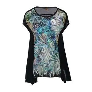 CONQUISTA Abstract Tropical Oasis Oversized Top - Black