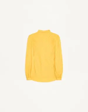 Valentino Garavani Vlogo Striped Jacquard Top With Padded Shoulders - Yellow