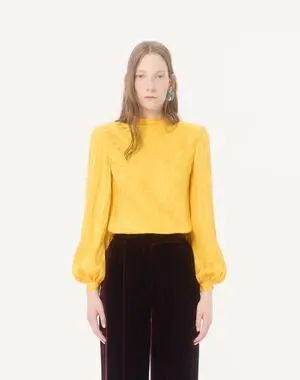 Valentino Garavani Vlogo Striped Jacquard Top With Padded Shoulders