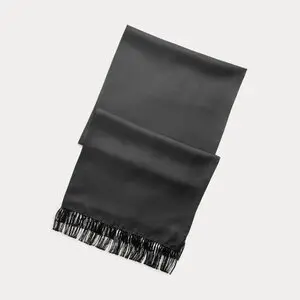 Ralph Lauren Fringe Silk Twill Scarf - Black