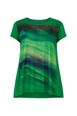 CONQUISTA Print Detail A Line Top - Green