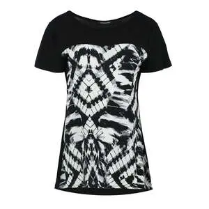 CONQUISTA Chic Monochrome Patterned Longline Top