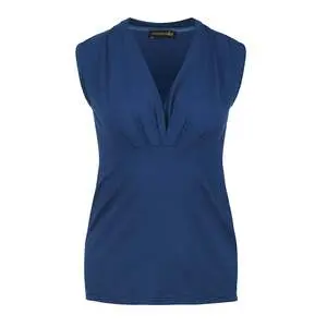 CONQUISTA Faux Wrap Sleeveless Top - Blue