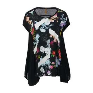 CONQUISTA Blooming Contrast Oversized Top - Black
