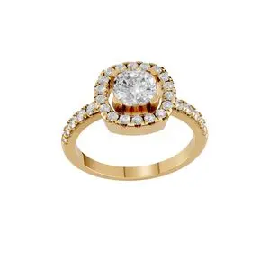 AYA FINE JEWELRY Cushion Lab Diamond Halo Engagement Ring 1.44 Cwt In 14k Gold - Yellow