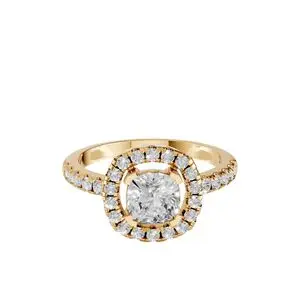 AYA FINE JEWELRY Cushion Lab Diamond Halo Engagement Ring 1.44 Cwt In 14k Gold - Yellow
