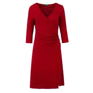 CONQUISTA Faux Wrap Dress In Sustainable Fabric - Red