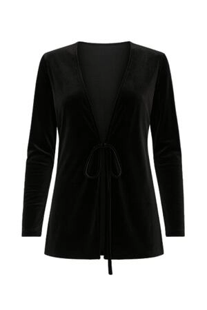 CONQUISTA Velvet Cardigan With Ties - Black