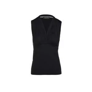 CONQUISTA Sleeveless Faux Wrap Top - Black