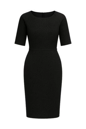 CONQUISTA Straight Elbow Sleeve Dress - Black