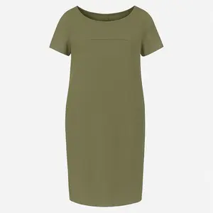 CONQUISTA Olive Sack Style Punto Di Roma Short Sleeve Dress - Green