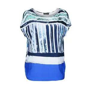 CONQUISTA Printed Egg-shaped Jersey Top – Soft Viscose Blend - Blue