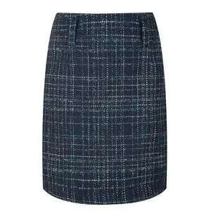 CONQUISTA Check Wool Coat Fabric Mini Skirt - Blue