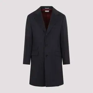 Brunello Cucinelli Double-breasted Peacoat Overcoat In 100% Virgin Wool - Grey
