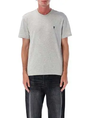 AMI Paris Mini Of Coeur Embroidered Cotton T-shirt - Grigio
