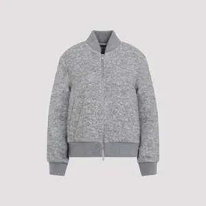 Peserico Bouclé Bomber Jacket In A Wool-alpaca Blend - Grey