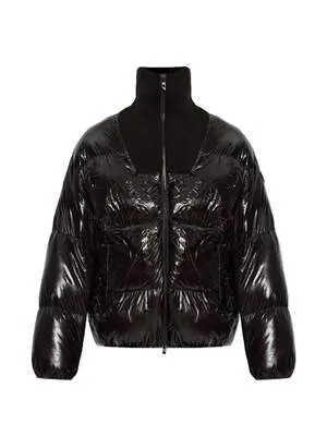 DIESEL® Ribbed Turtleneck Down Puffer Jacket With Two-way Zip Pockets And Drawstring Hem - Nero