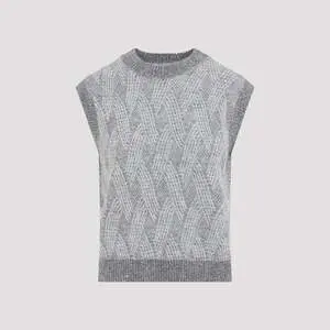 Peserico Mixed-material Gilet - Grey