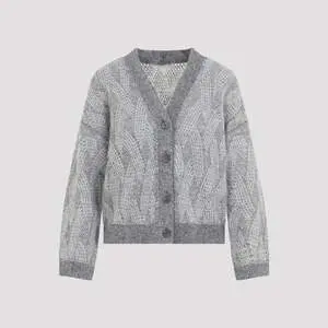 Peserico Textured Blend Cardigan Sweater - Grey