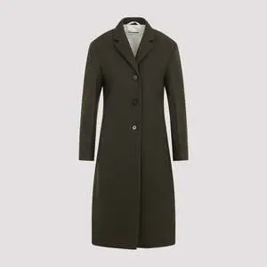 JIL SANDER Wool Single-breasted Slim Straight Knee-length Jacket - Green