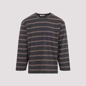 JIL SANDER Striped Long-sleeve Cotton T-shirt - Grey