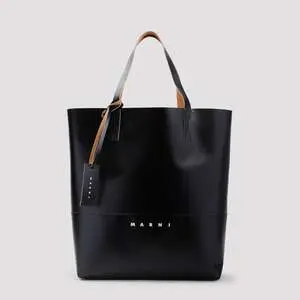 Marni Tribeca Logo-print Faux-leather Tote Bag - Black