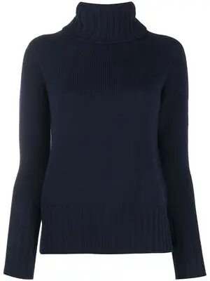 DRUMOHR 100% Merino Wool Turtleneck Sweater - Navy