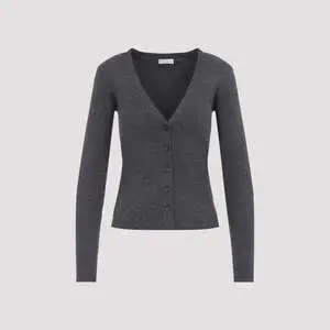 Brunello Cucinelli Cashmere Lurex Cardigan Sweater For - Grey