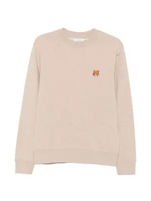 Maison Kitsuné Fox Head Cotton Crewneck Sweatshirt - Beige