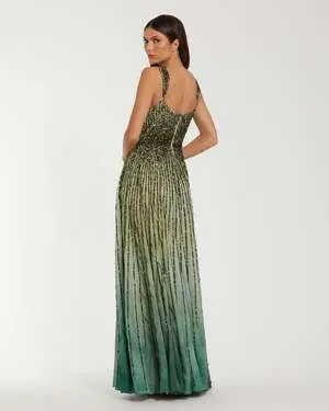 Mac Duggal Petite Sleeveless Sequin A Line Ombre Gown