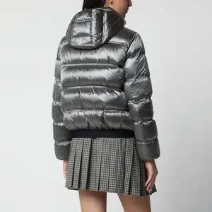 Moncler Short Down Jacket With Removable Hood - Metal