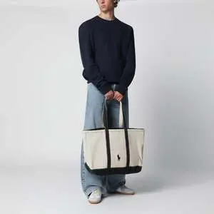 Polo Ralph Lauren Big Pony Logo Cotton Tote Bag - Beige