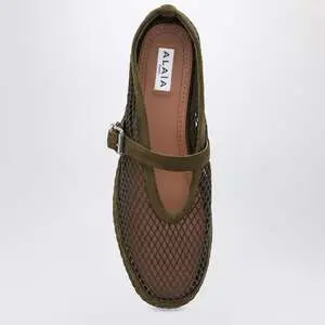 Alaïa Flat Espadrilles In Mesh And Suede - Green