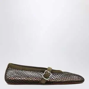 Alaïa Mesh And Suede Ballet Flats - Green