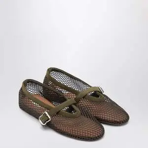 Alaïa Mesh And Suede Ballet Flats - Green