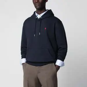 AMI Paris Hoodie With De Cœur Embroidery - Blue