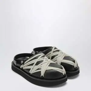Rick Owens Megalace Mules With Leather Criss-cross Laces - Black