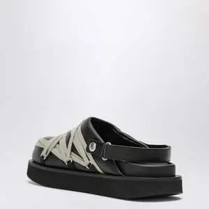 Rick Owens Megalace Mules With Leather Criss-cross Laces - Black