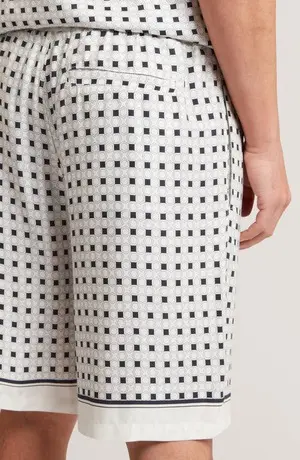 Ted Baker London Attlass Geometric Print Cotton & Linen Shorts