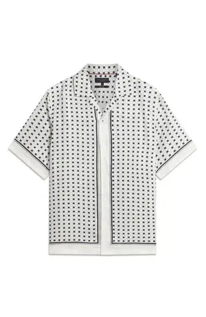 Ted Baker London Ferran Geometric Print Cotton & Linen Camp Shirt