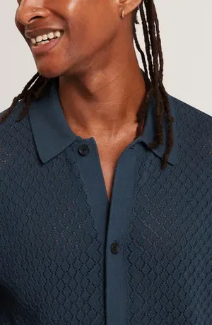 Ted Baker London Domati Texture Knit Short Sleeve Button-up Shirt