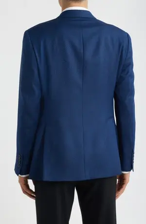 Emporio Armani Navy Textured Virgin Wool Sport Coat