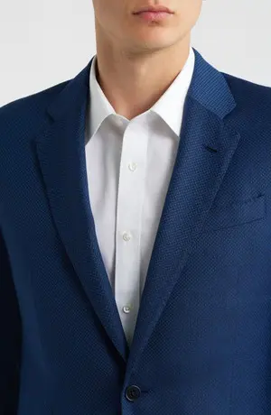 Emporio Armani Navy Textured Virgin Wool Sport Coat