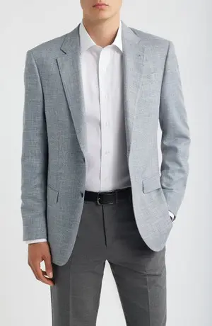 Emporio Armani Light Grey Mélange Sport Coat - Solid Light Grey/pastel Blue