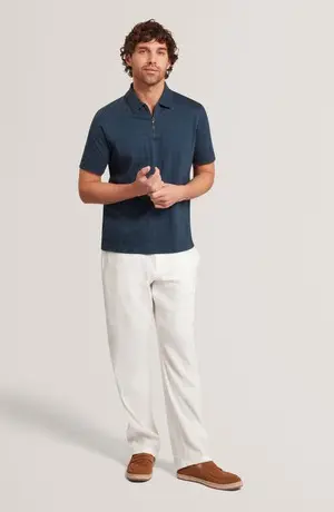Ted Baker London Victor Quarter Zip Polo - Mid-navy