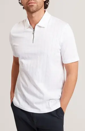 Ted Baker London Victor Quarter Zip Polo - White