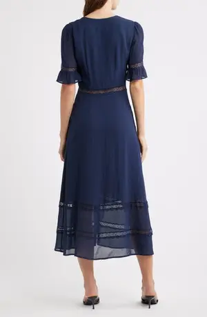 REFORMATION Woodson Lace Detail Shirtdress